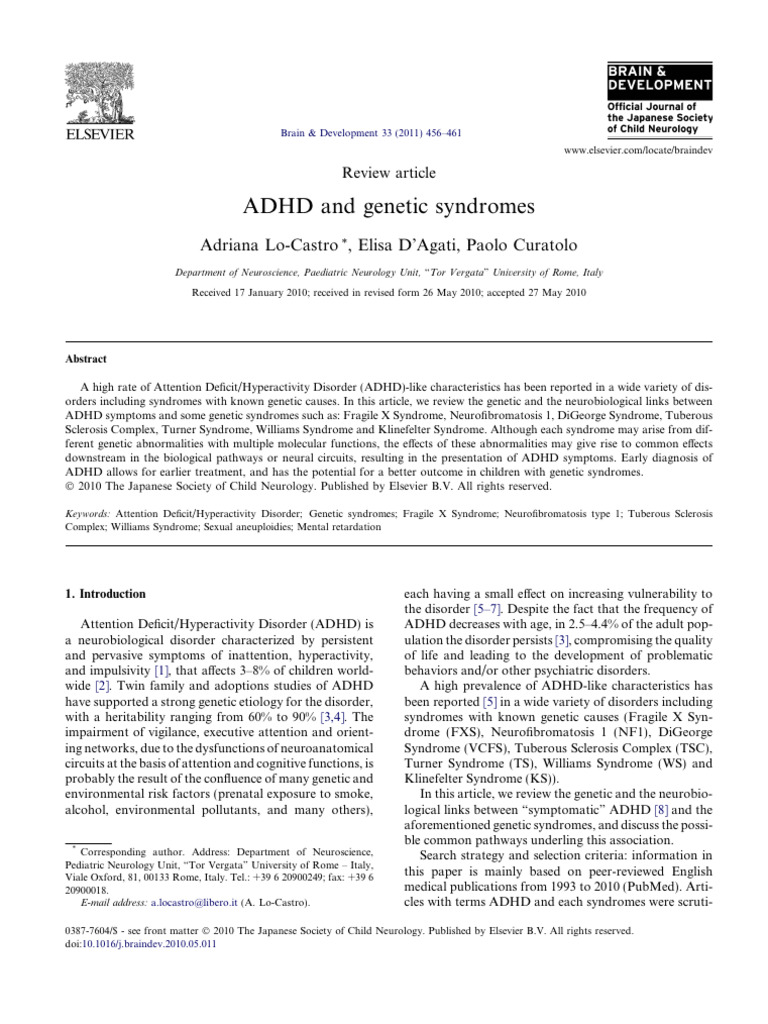 ADHD Links to Genetic Syndromes | PDF | Attention Deficit Hyperactivity ...