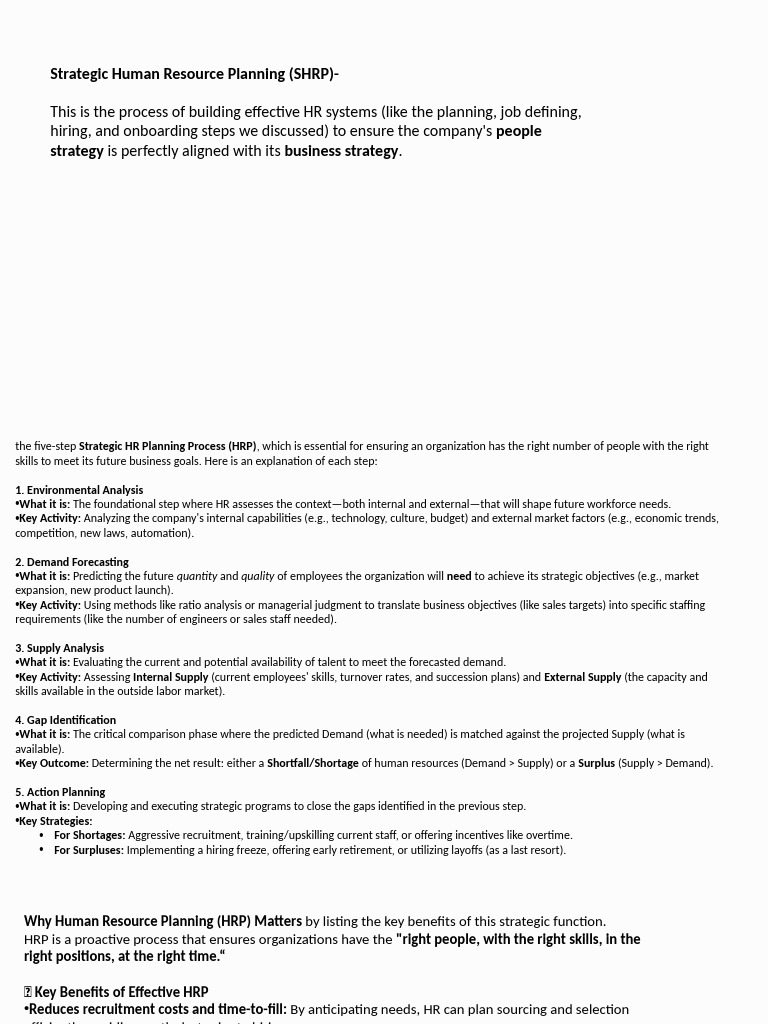 Strategic Human Resource Planning Guide | PDF | Recruitment | Human ...