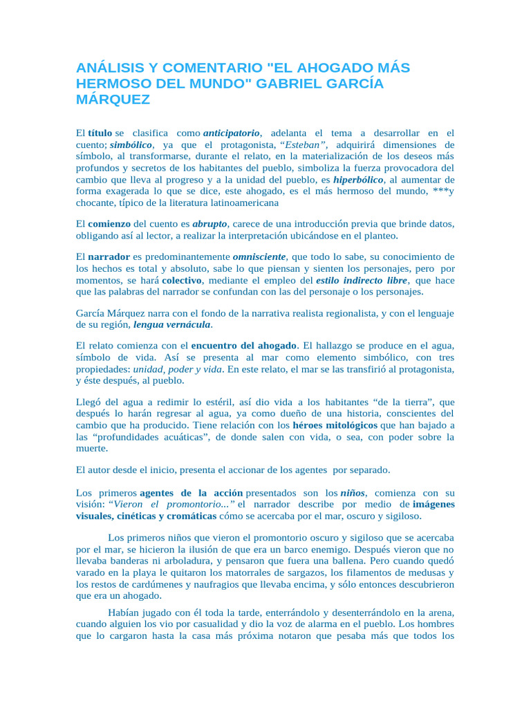 Análisis de "El ahogado más hermoso" | PDF