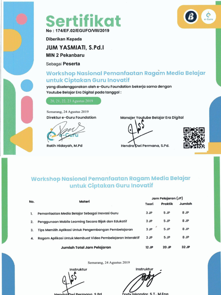 Sertifikat Workshop 2019 | PDF