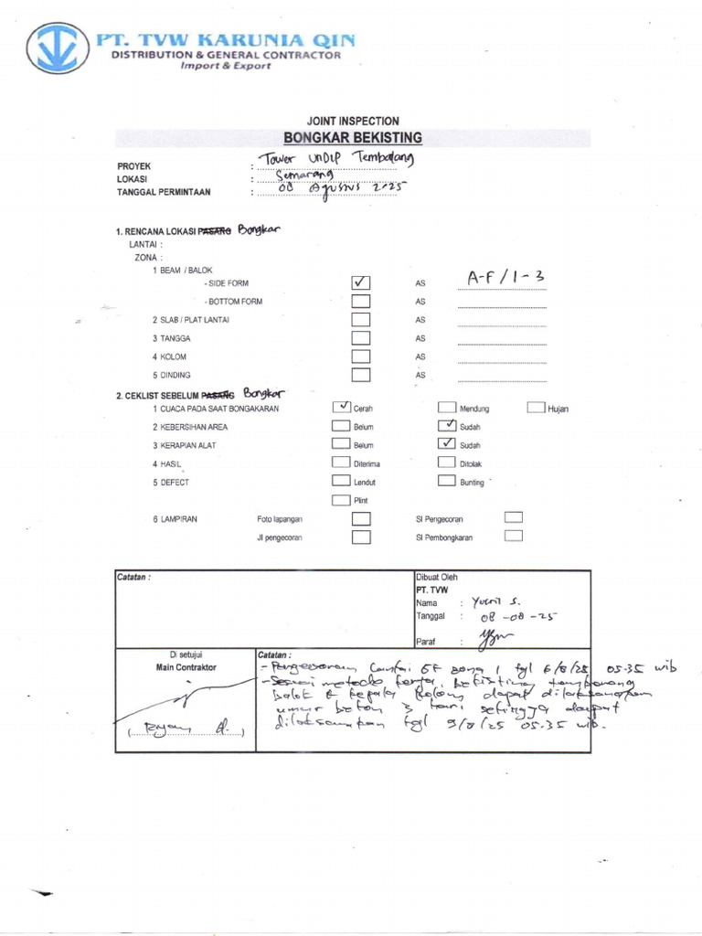 Ijin Bongkar Tembereng Zona 1 Lt. GF 08082025 | PDF