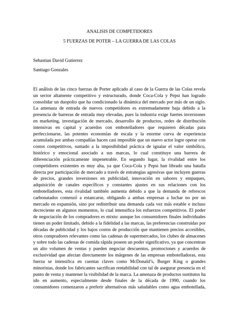 Analisis de Competidores | PDF | Refresco | Mercado (economía)
