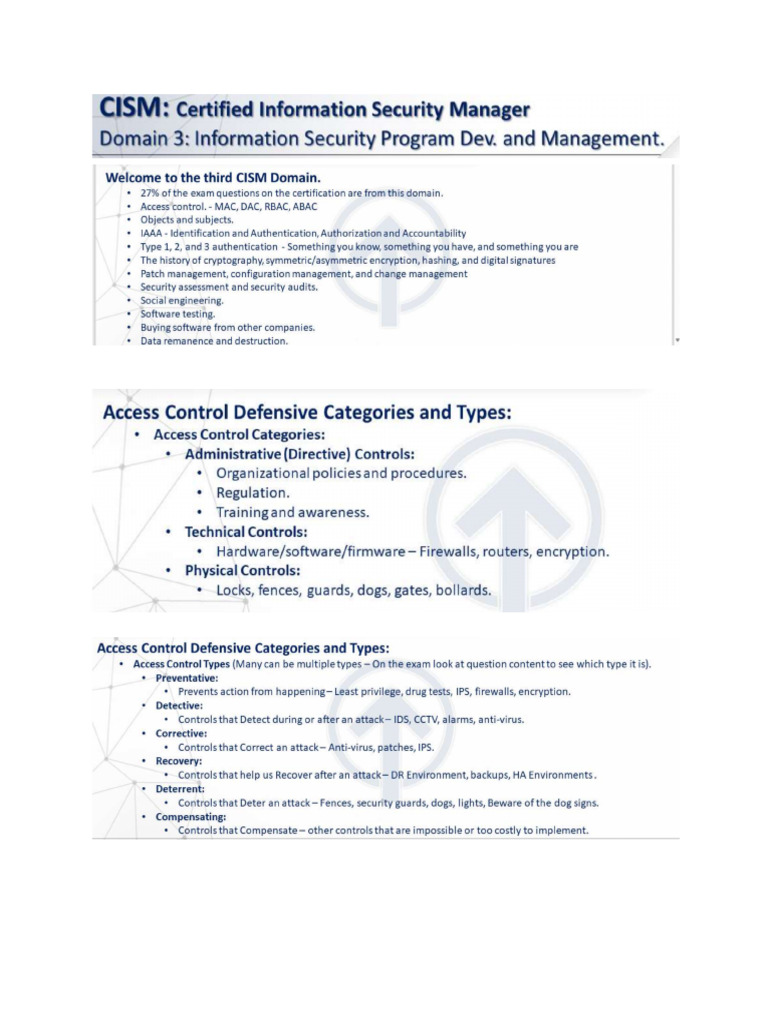 CISM Domain 3 Infomation Security Program Development and Management | PDF
