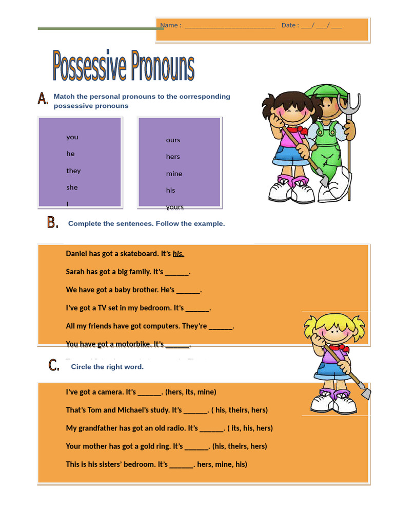 Personal and Possessive Pronouns Quiz | PDF