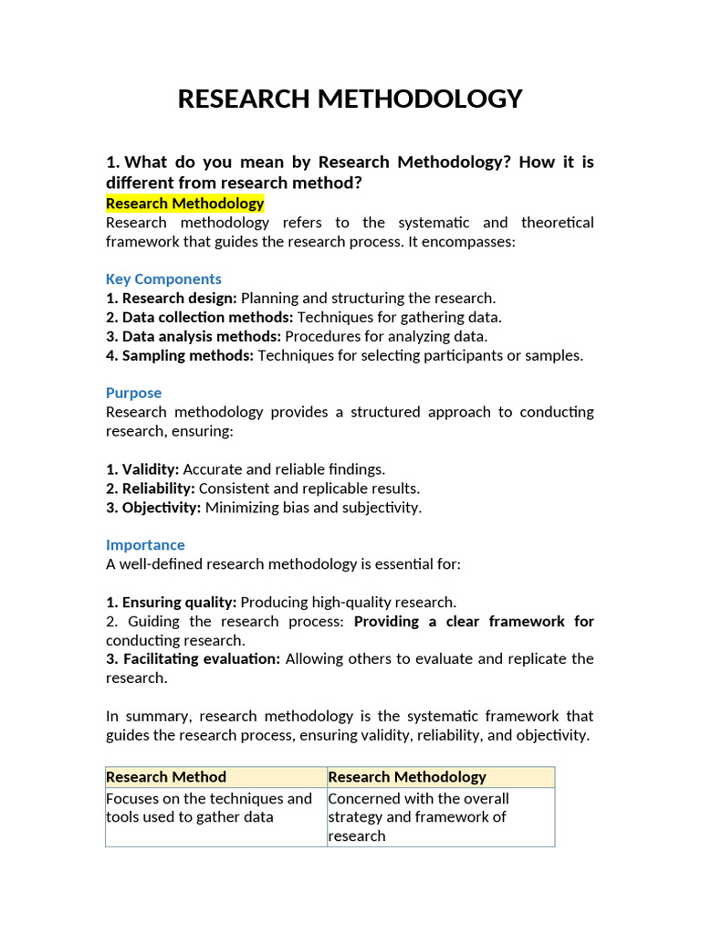 Understanding Research Methodology Basics | PDF | Methodology ...