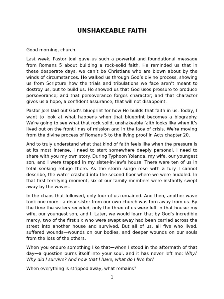 Unshakeable Faith | PDF | Paul The Apostle | Jesus