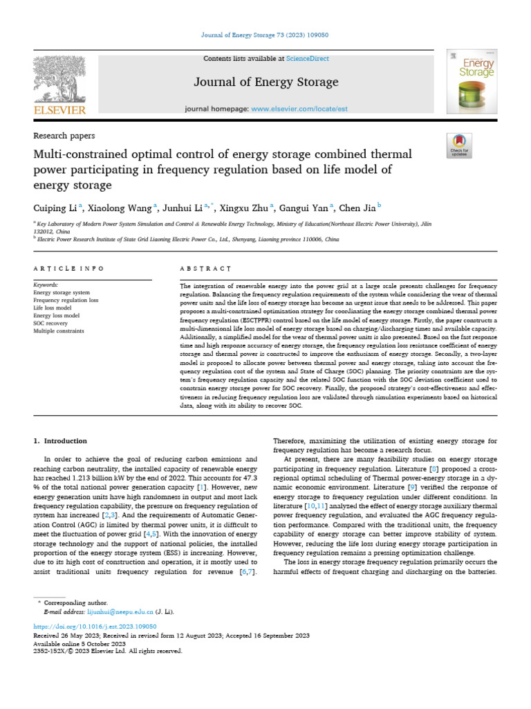 22 Multi Constrained Optimal Control of Energy Storage Combined 2023 ...
