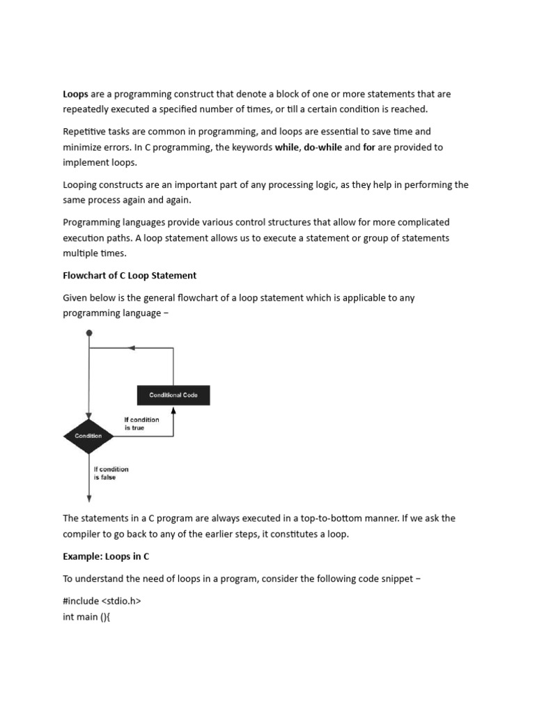 Loops in C | PDF | Control Flow | Programming Paradigms