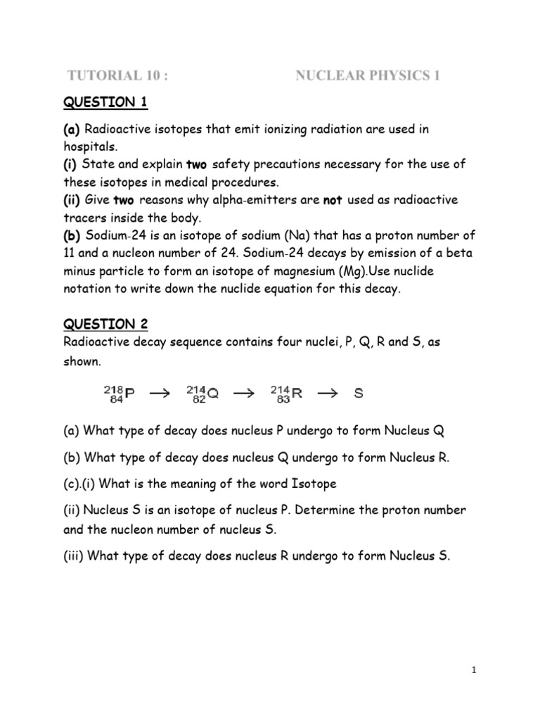 Nuclear Physics: Radioactive Decay Tutorial | PDF | Radioactive Decay ...