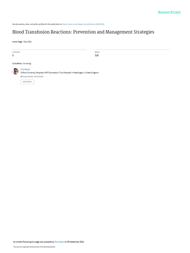 Blood Transfusion Reactions Prevention and Management Strategies | PDF ...