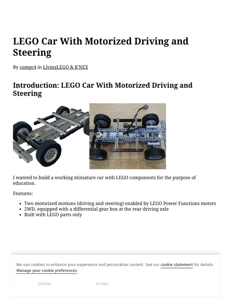 Motorized LEGO Car Build Guide | PDF | Gear | Axle
