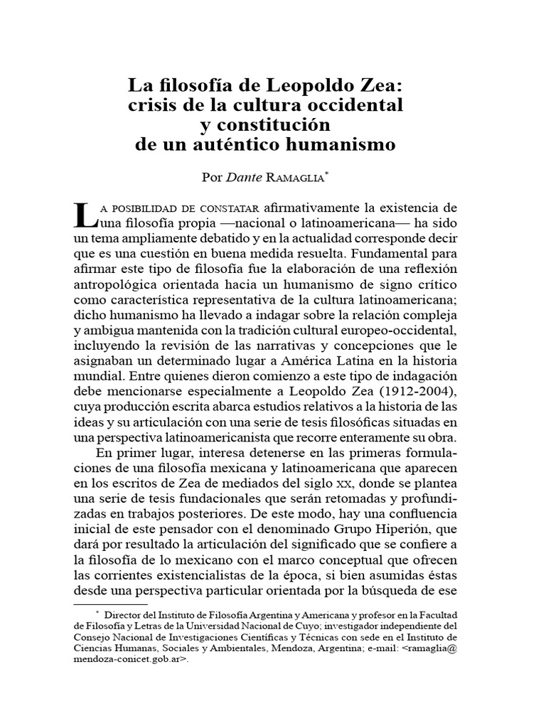 Filosofía de Leopoldo Zea y Humanismo | PDF | Dialéctico | México