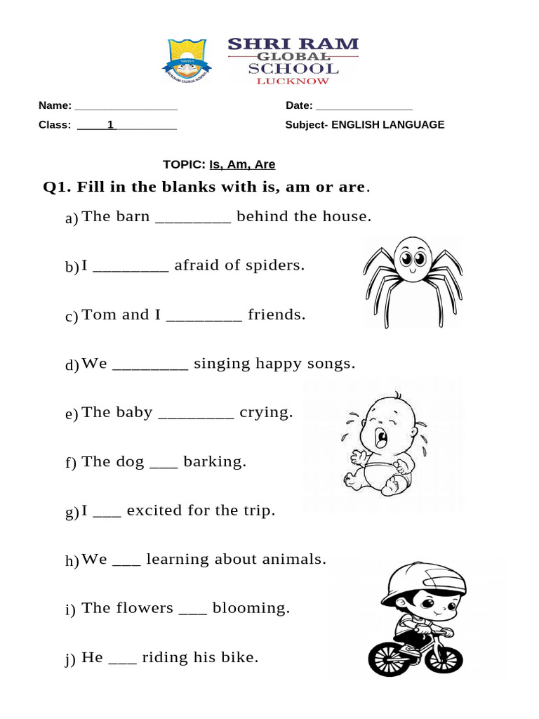 English Grammar: Is, Am, Are Exercises | PDF