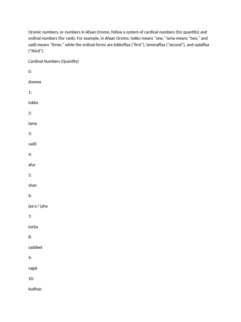 Oromic Numbers | PDF