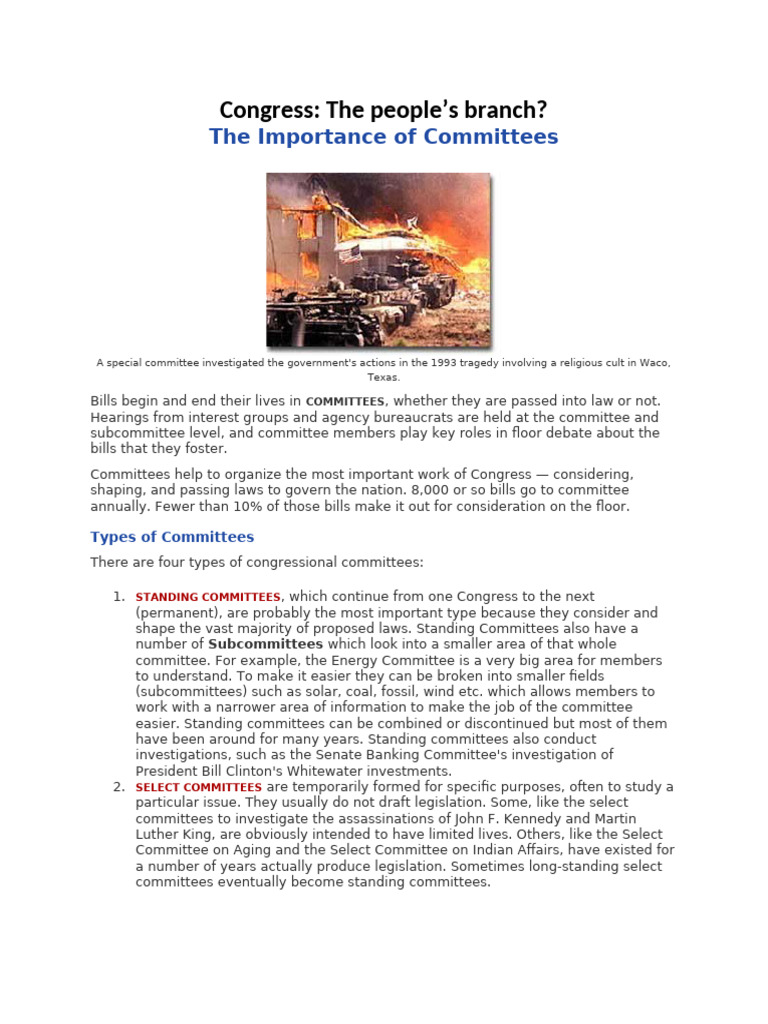 Activity 2 Congressional Committees Reading | PDF | Committee | United ...
