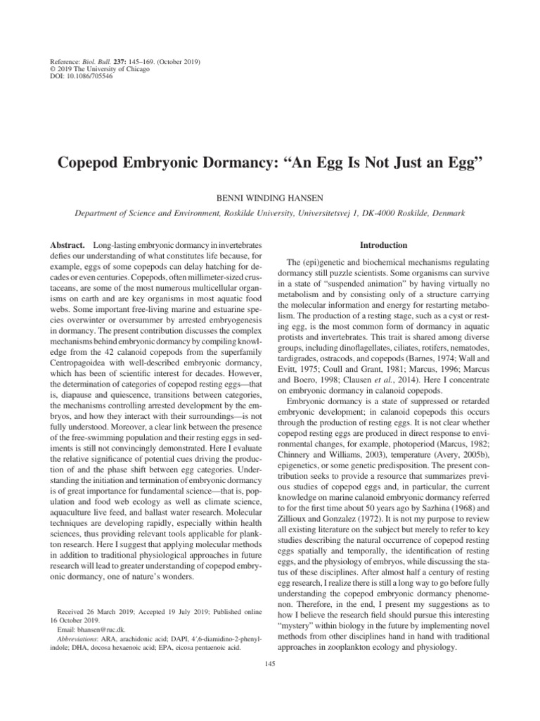Winding Hansen 2019 Copepod Embryonic Dormancy An Egg Is Not Just An ...