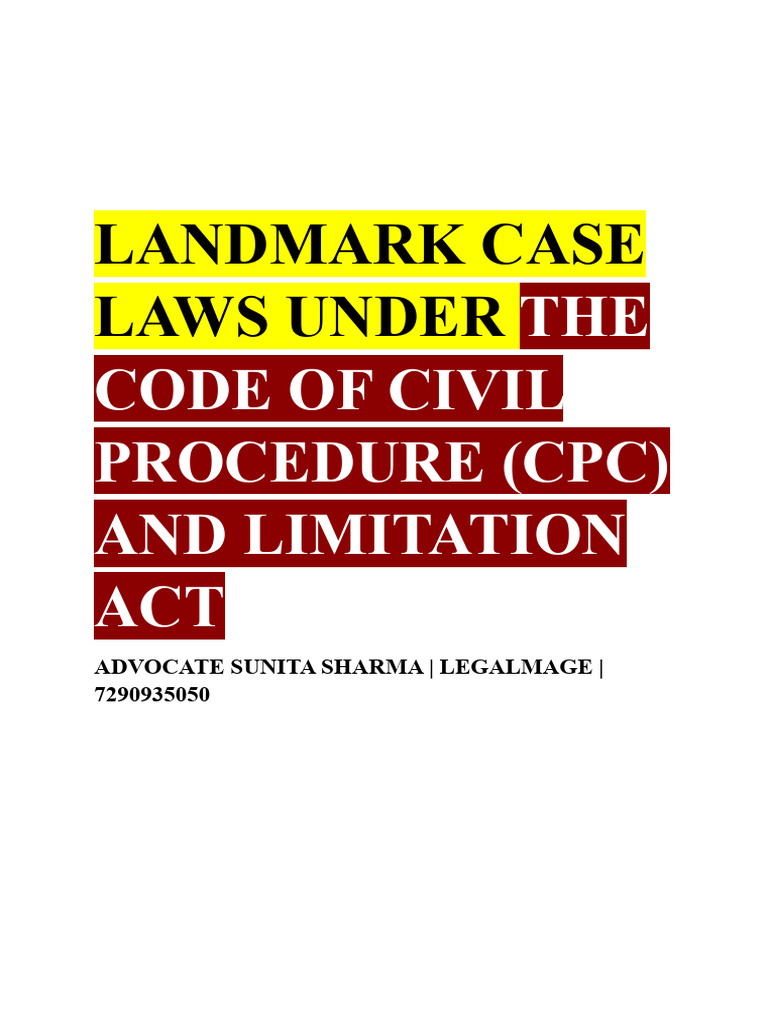 Landmark CPC and Limitation Act Cases | PDF | Lawsuit | Appeal