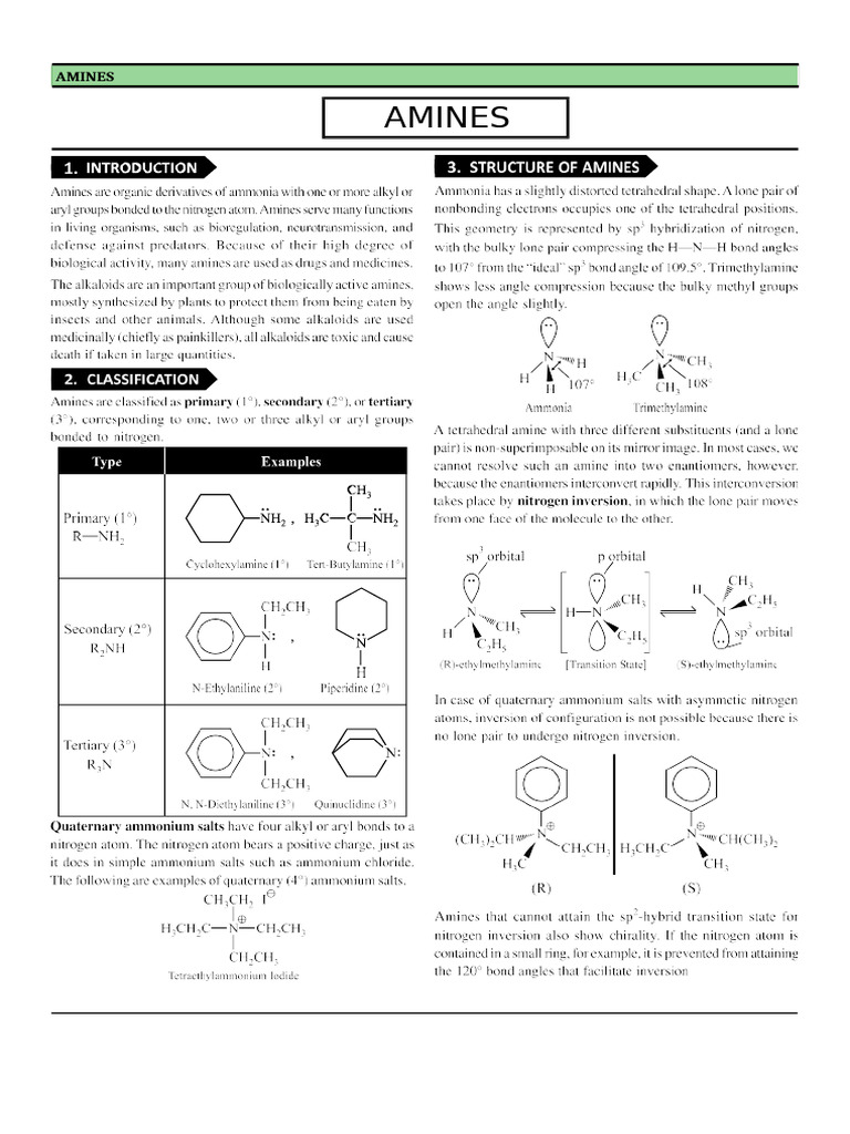 Amines Concept Notes | PDF