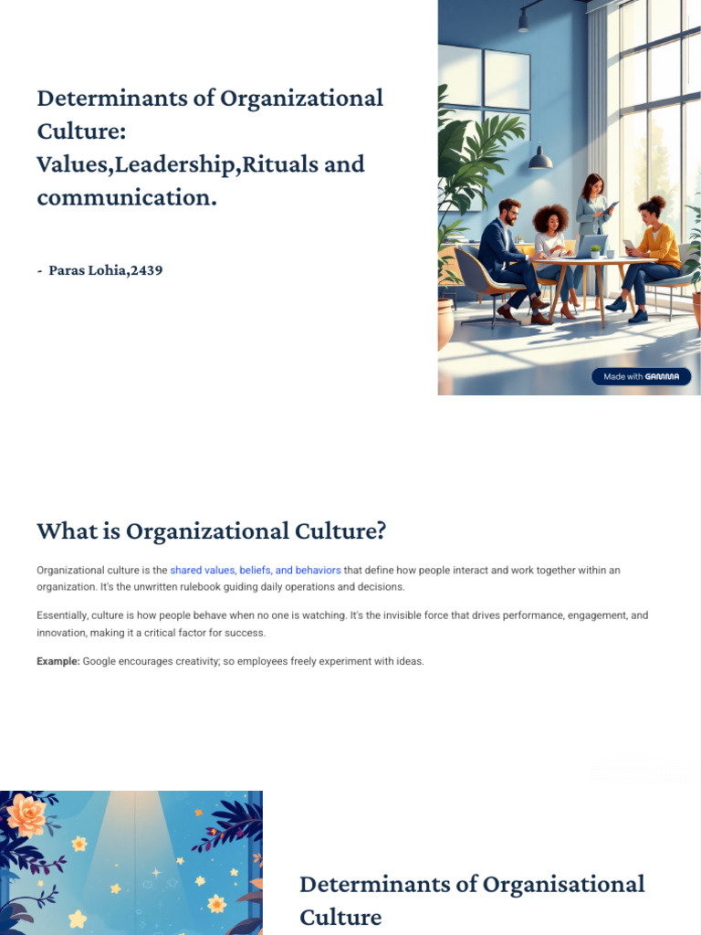 Determinants of Organizational Culture | PDF | Organizational Culture ...