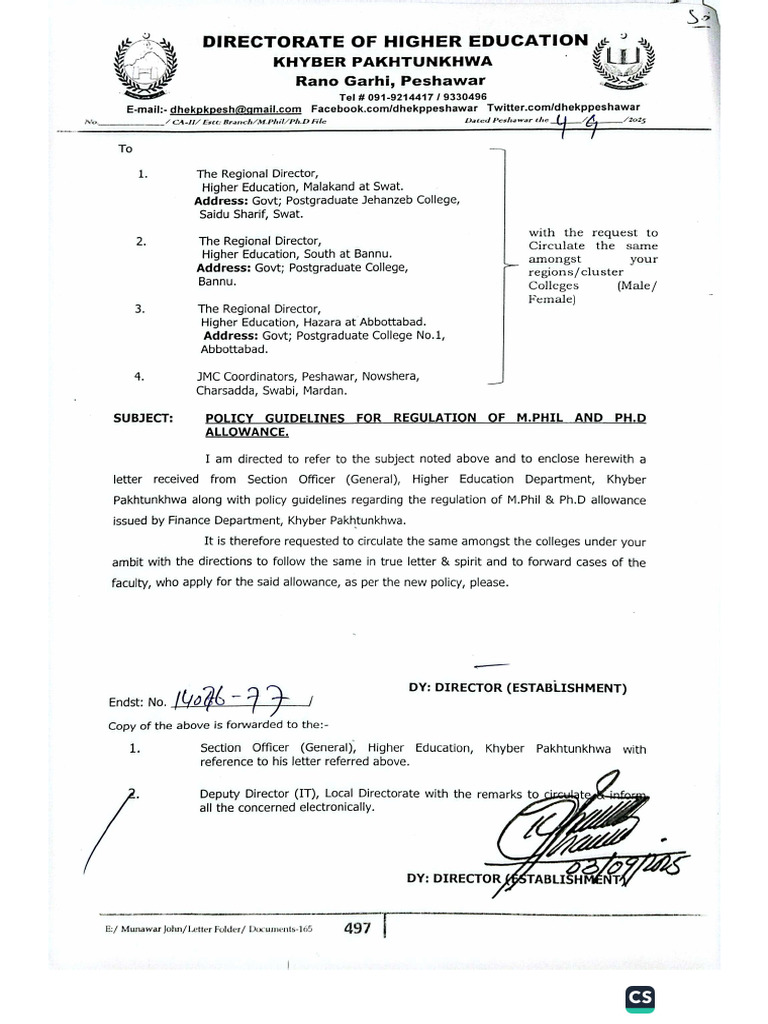 Policy Guidelines for Regulation of M.phil and Ph.D Allowance | PDF