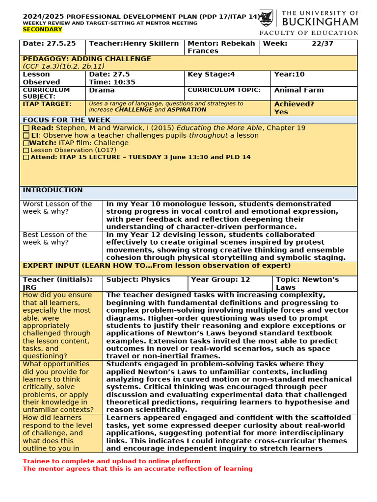 2024-2025 Teacher Development Review | PDF | Learning | Mentorship