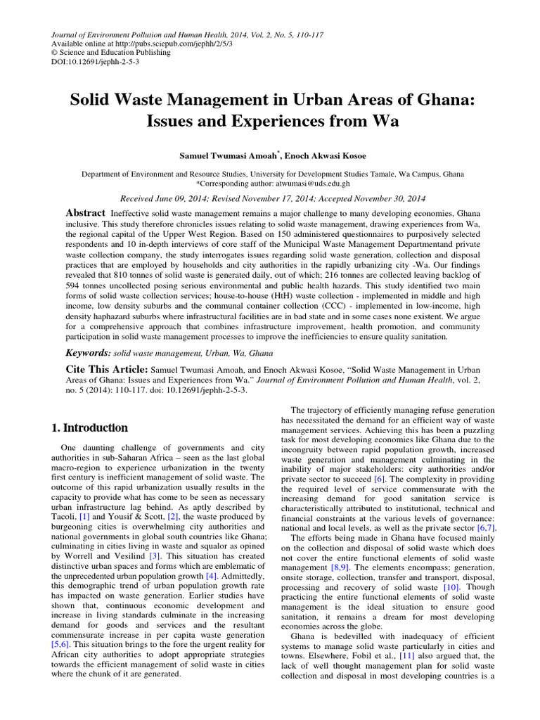 Solid Waste Management in Urban Areas Of | PDF | Waste Management | Waste