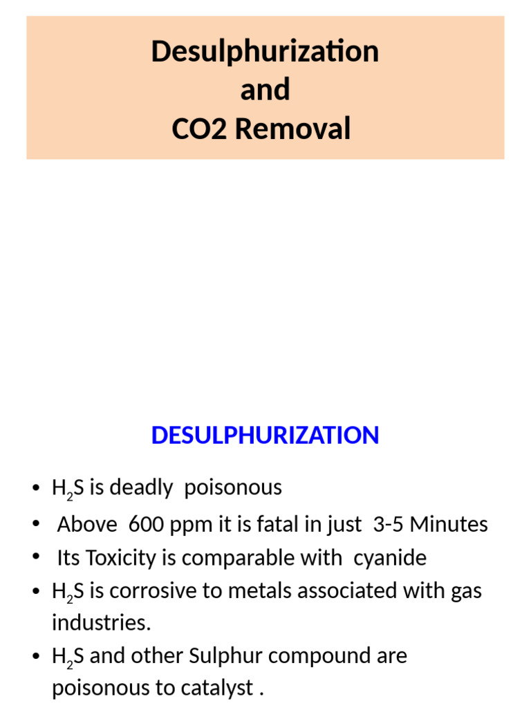 Desulfurization and CO2 Removal Techniques | PDF | Adsorption | Iron