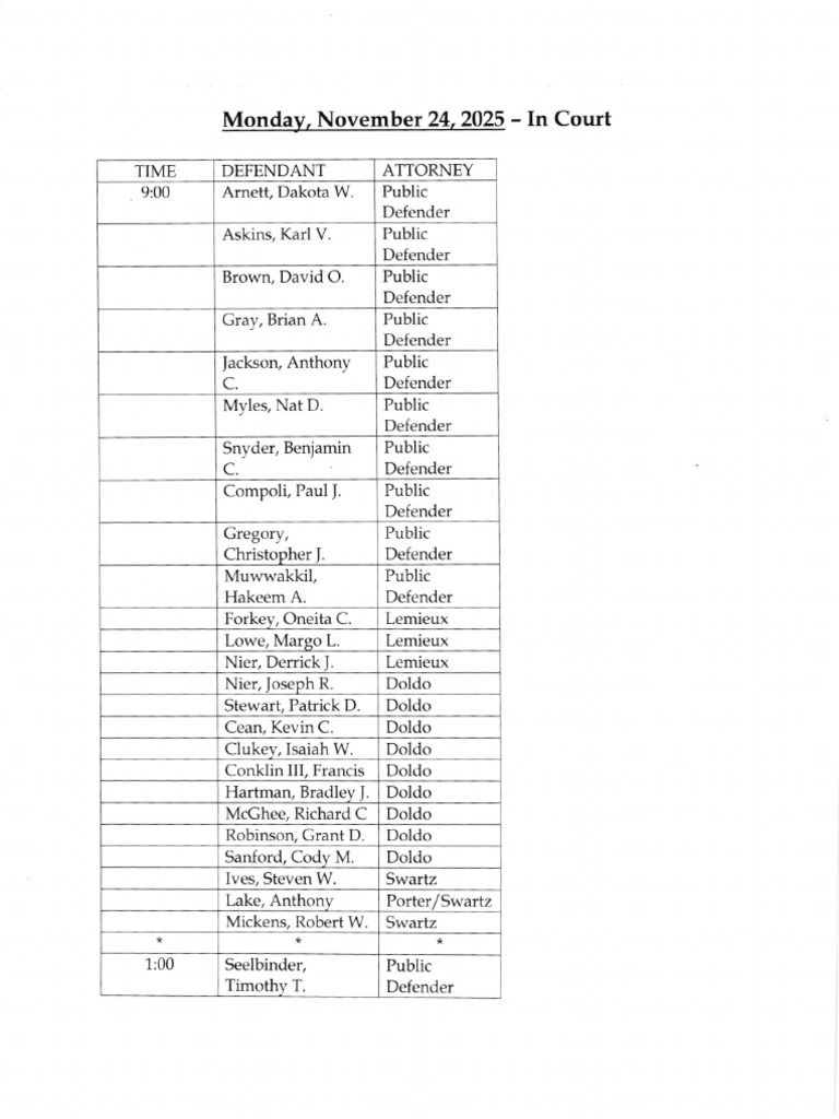 Jefferson County Court calendar Nov. 24, 2025 | PDF