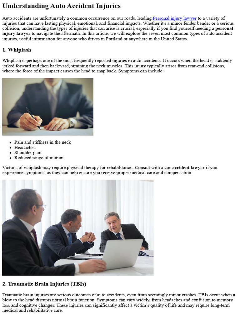 7 Common Types of Auto Accident Injuries To Be Aware of 231074 | PDF ...