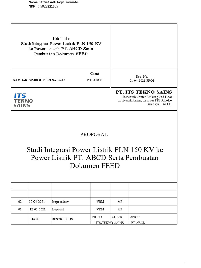 Proposal Integrasi Power Listrik PT ABCD | PDF