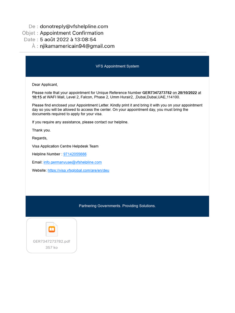 Appointment Confirmation | PDF