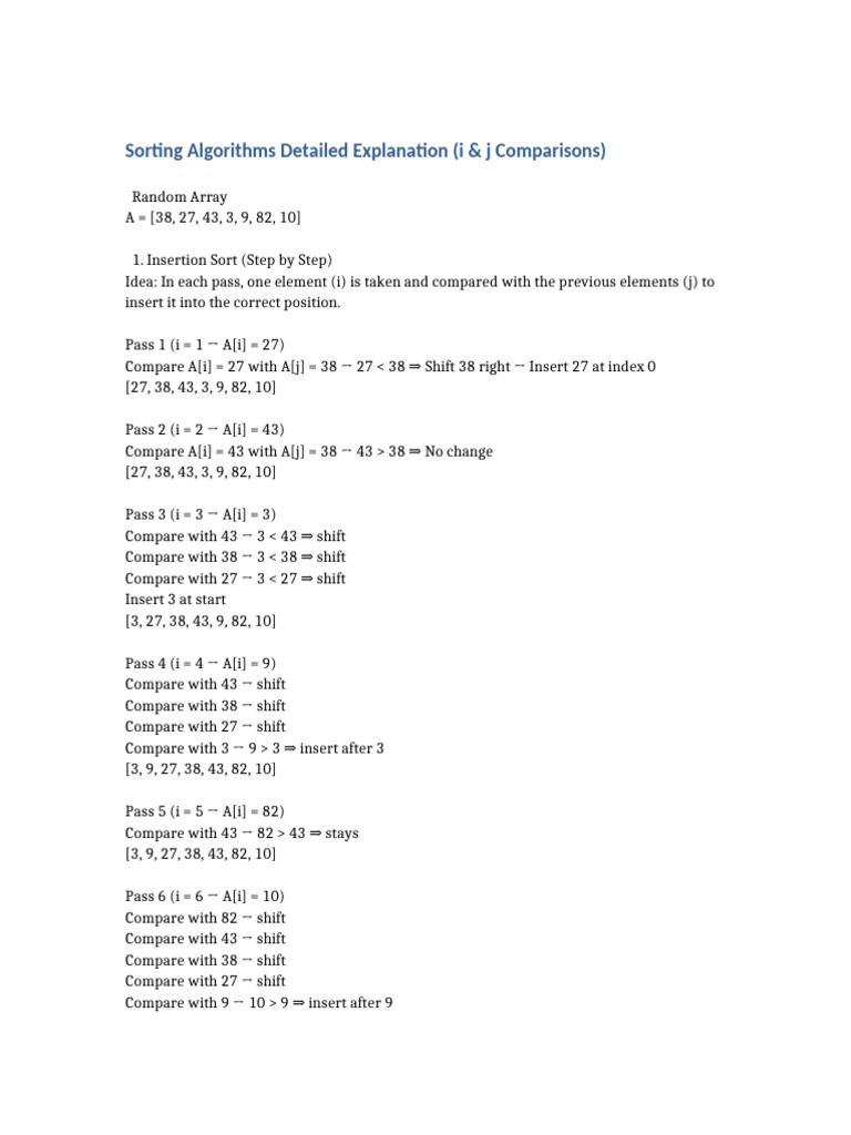 Sorting Algorithms i j Comparison | PDF | Applied Mathematics | Computer Programming