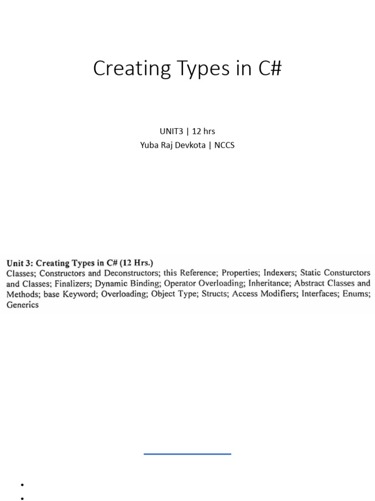 Unit3 Dotnet Bca5 Part1 | PDF | Programming | Constructor (Object ...