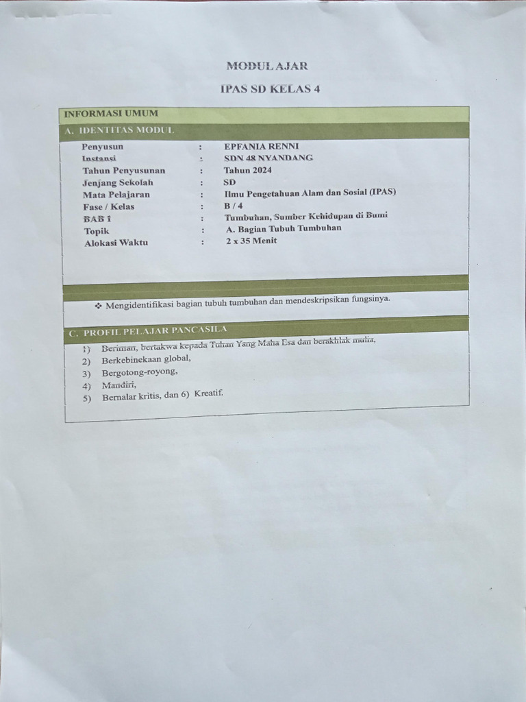 Modul Ajar IPAS Kelas 4 | PDF