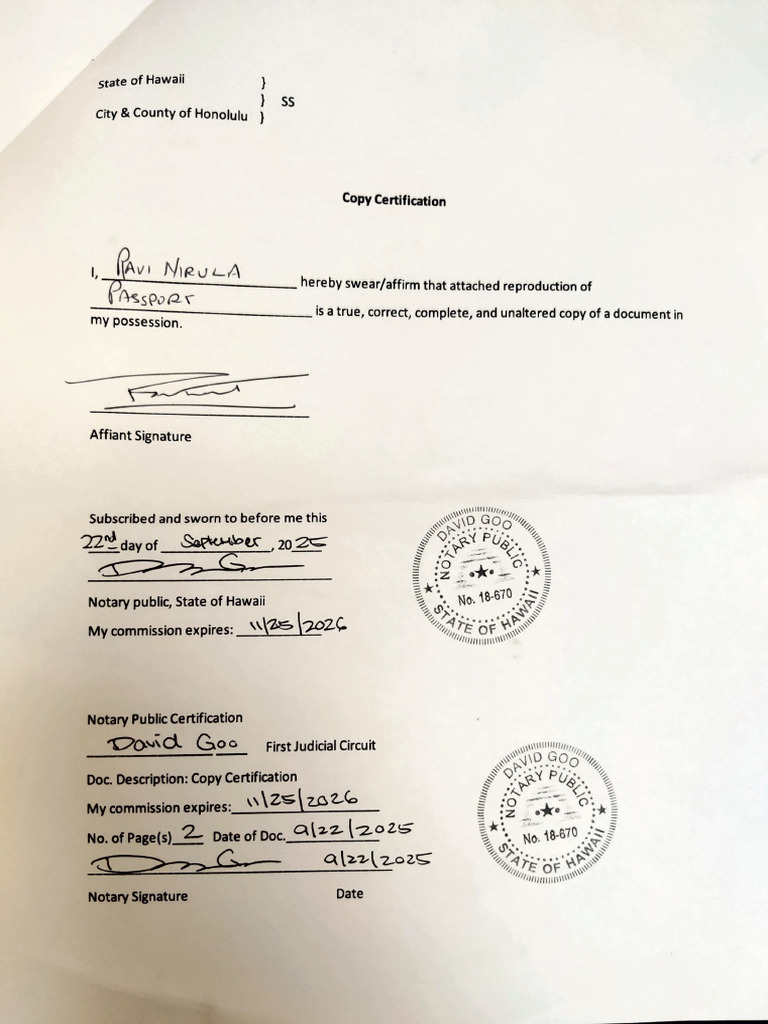 Notarized Passport Copy Certification | PDF | Document | Government And ...
