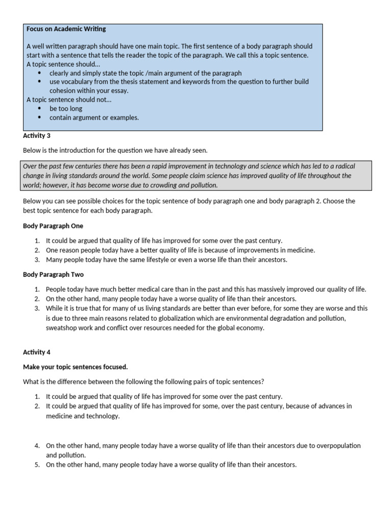 Format - How To Write Body Paragraphs Task 2 | PDF