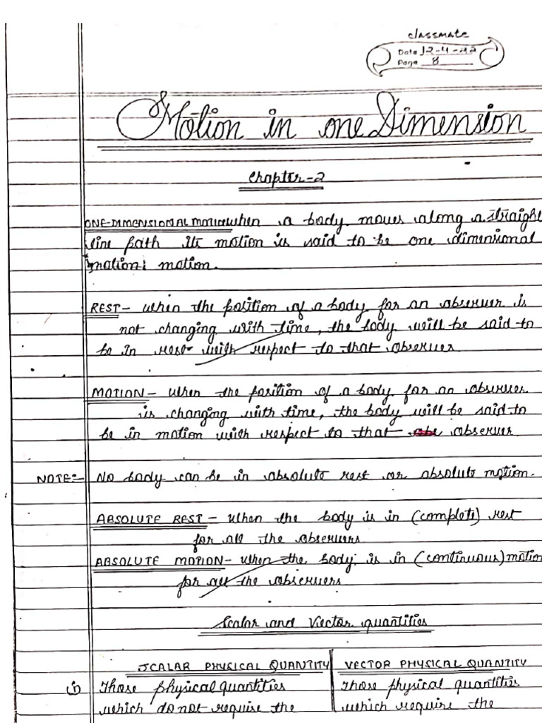 Chapter 2 Motion in One Dimension | PDF