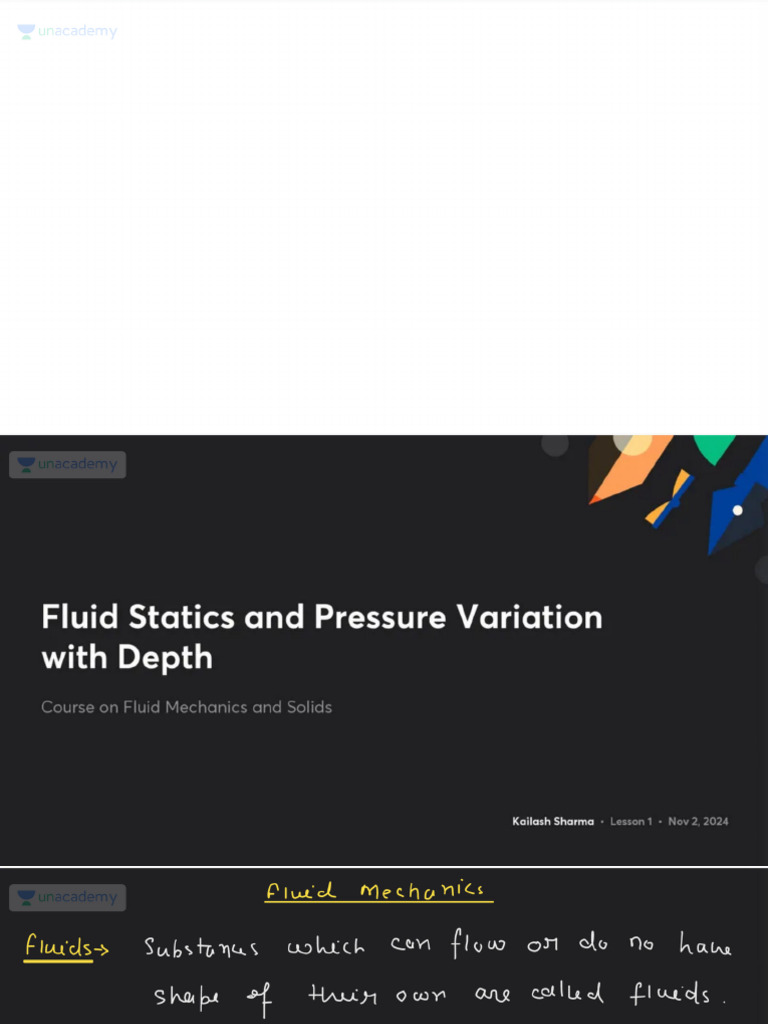 Fluid Statics and Pressure Variation With Depth With Anno | PDF