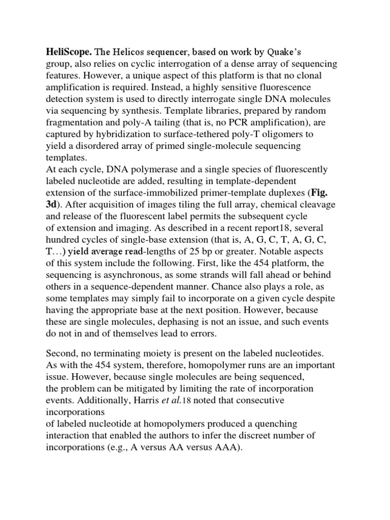 HeliScope single molecule sequencing | PDF | Dna Sequencing | Organic ...