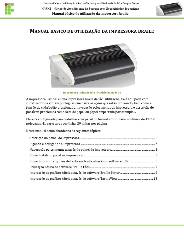 Manual Uso Index DV4 | PDF | Impressora (informática) | Impressão