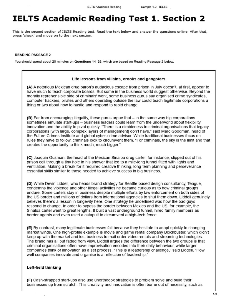 IELTS Academic Reading - Sample 1.2 | PDF | Organized Crime