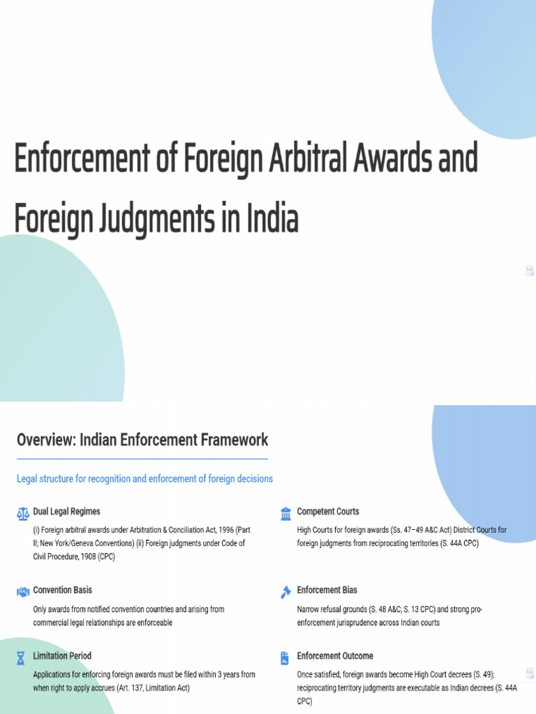 Enforcement of Foreign Awards and Judgments in India | PDF