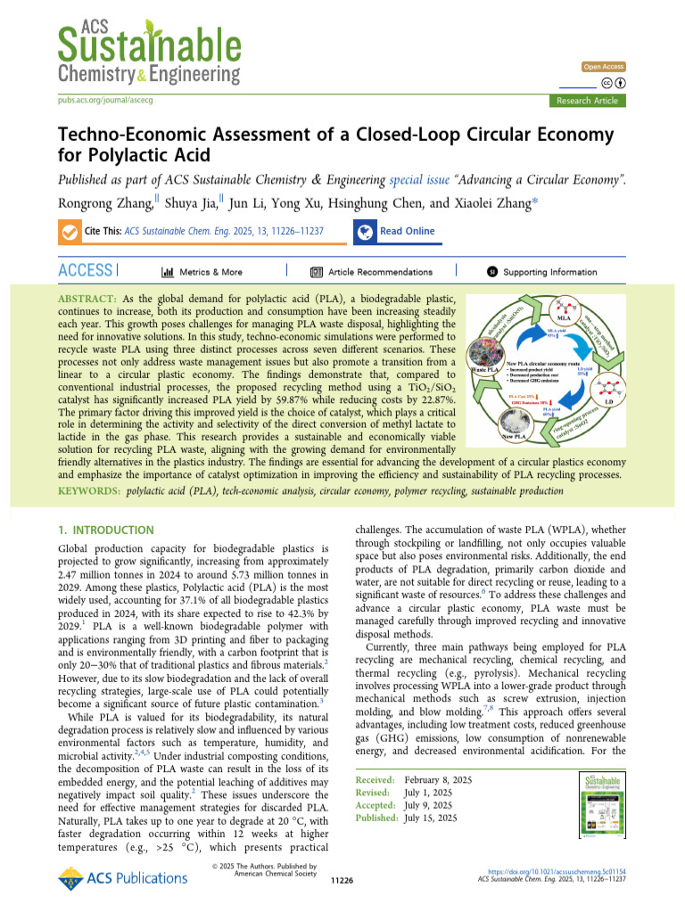 Techno Economic Assessment of A Closed Loop Circular Economy For ...