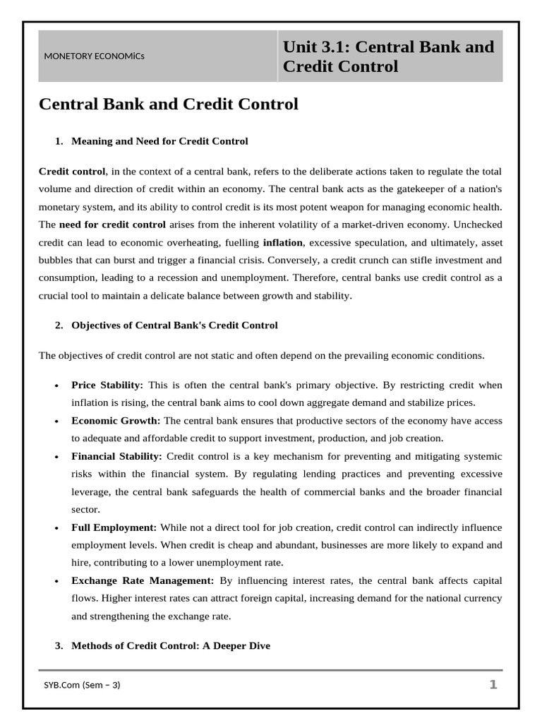 Unit-3 1 | PDF | Central Banks | Monetary Policy