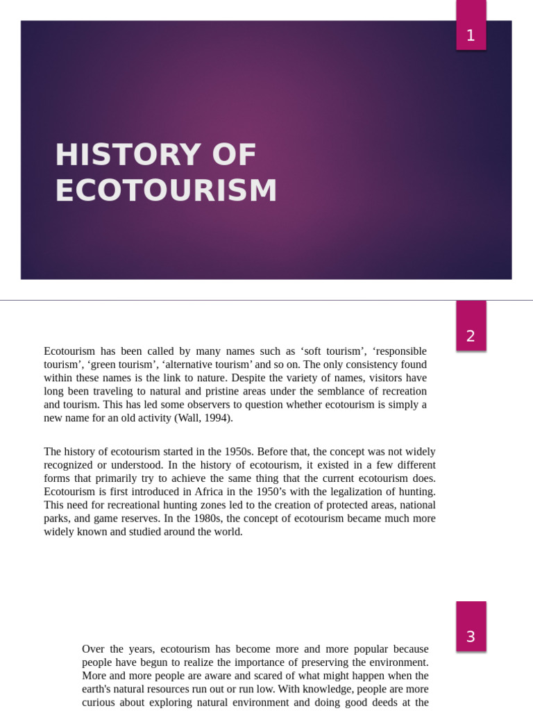 History and Evolution of Ecotourism | PDF | Tourism | Conservation Biology