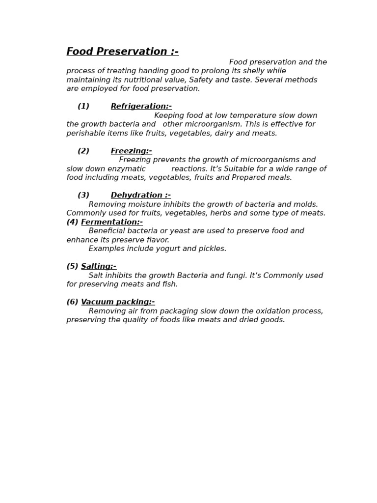 Senaj Bibi Assignment For Food Preservation | PDF