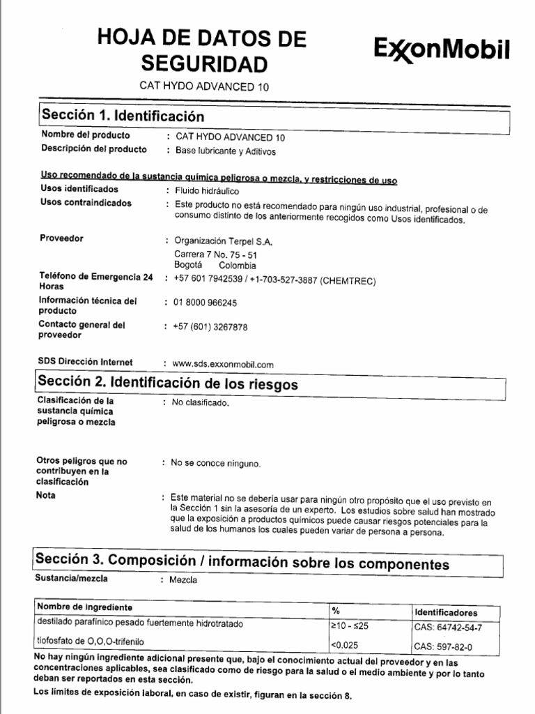 MSDS - 309-6931 Cat Hydo Advanced 10 MCP | PDF