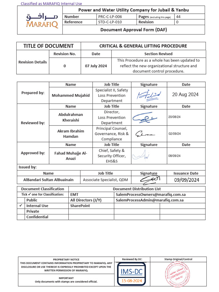 PRC-C-LP-006 Critical General Lifting Procedure (Rev 0) | PDF | Crane ...