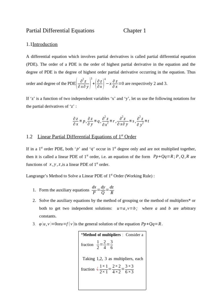 Unit 1 Pde 1 2 | PDF | Partial Differential Equation | Mathematical Physics