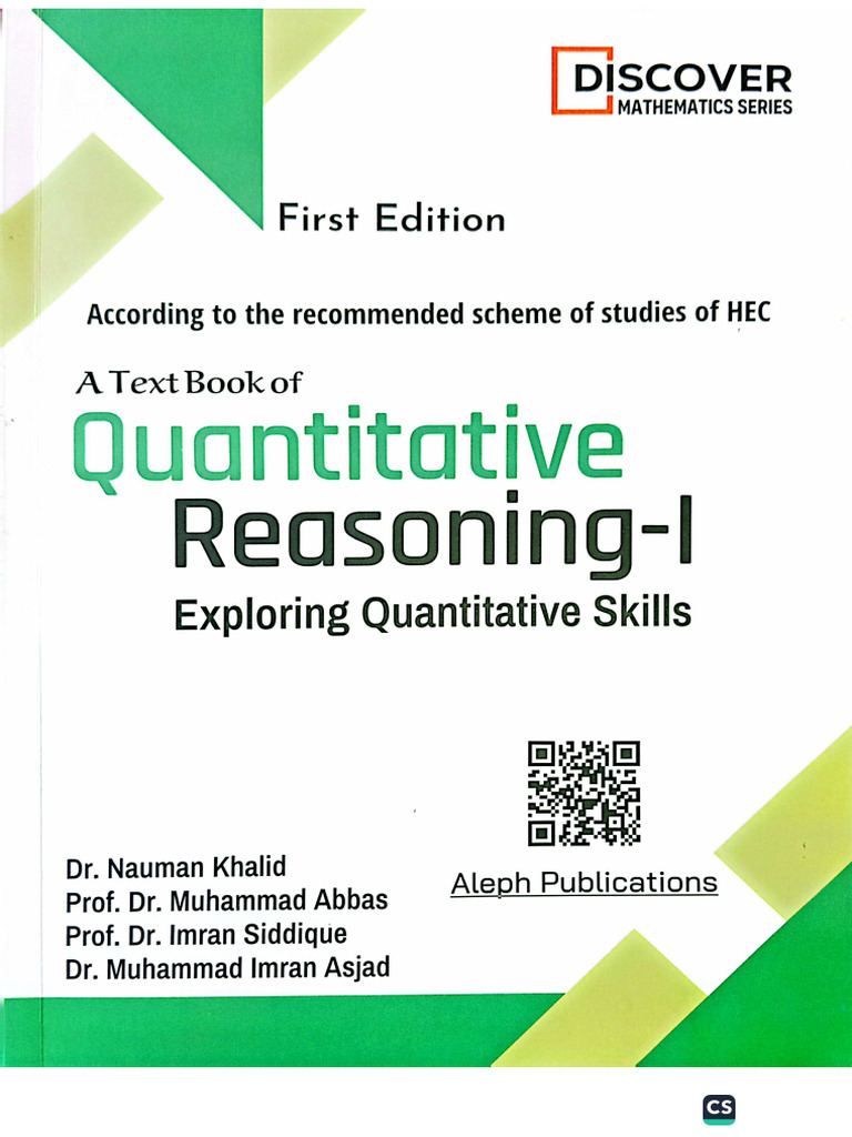 Quantitative Reasoning 1 Text Book by DR Noman Khalid | PDF